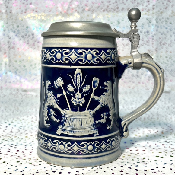 Gerz | Dining | Vintage Gerz West Germany Lidded Beer Stein Cobalt Blue ...